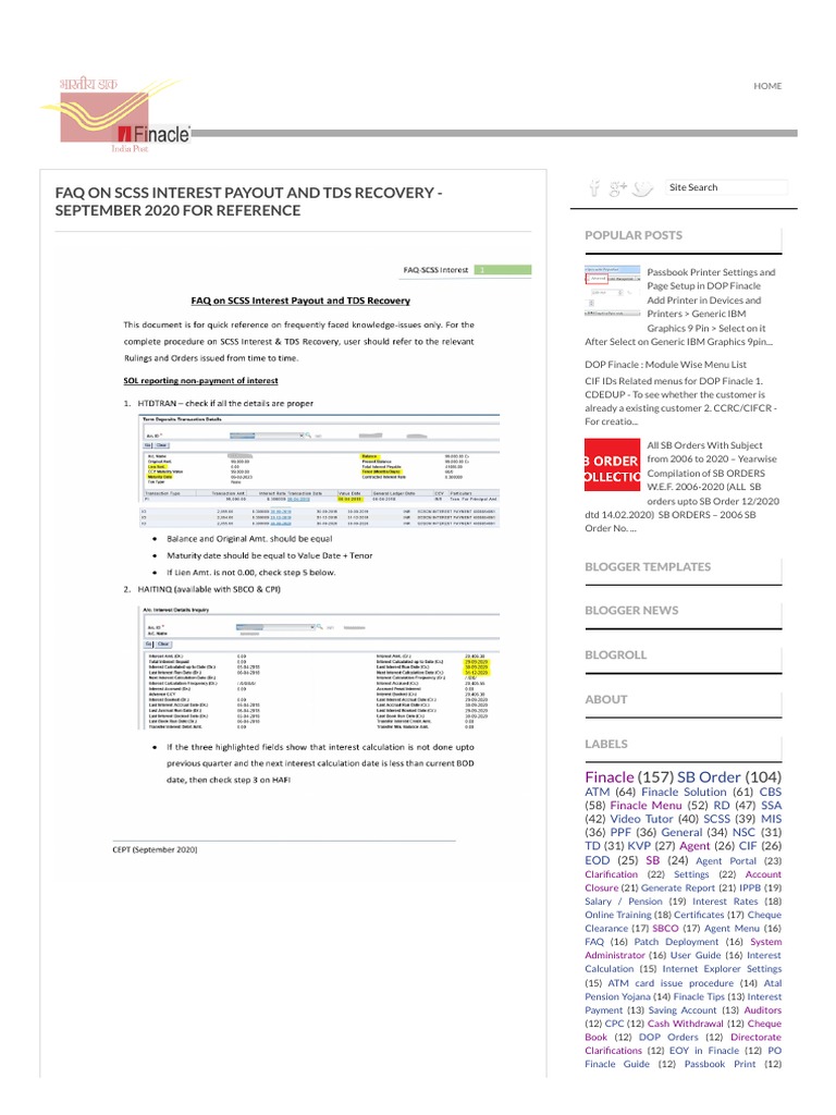 FAQ On SCSS Interest Payout and TDS Recovery - September 2020 Fo | PDF ...