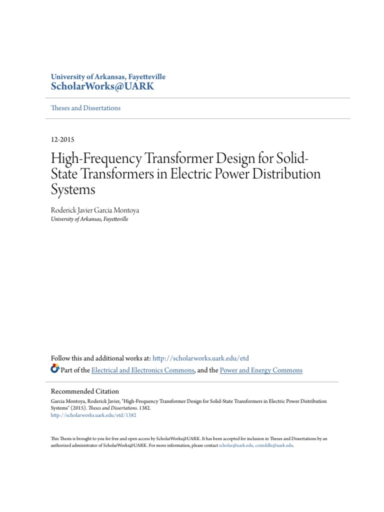 High-Frequency Transformer Design For Solid-State Transformers in | PDF | Transformer | Power ...
