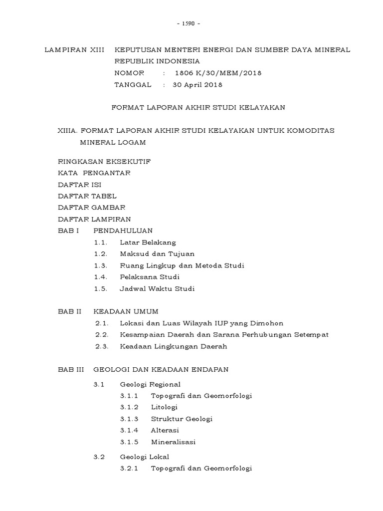 Kepmen ESDM No. 1806 - Format FS - Logam | PDF