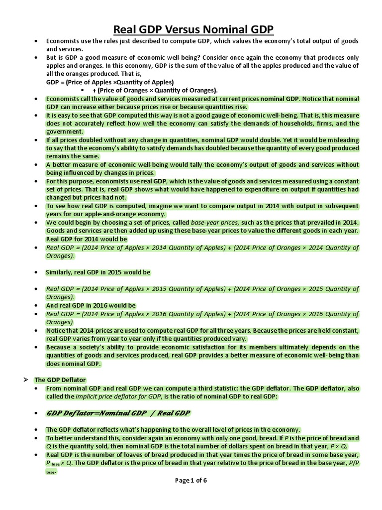 04 Real GDP Versus Nominal GDP | PDF | Gross Domestic Product ...