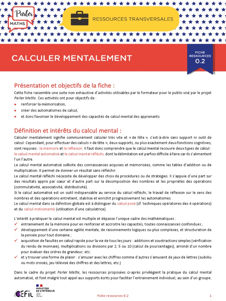 2 Calculer Mentalement | PDF | Multiplication | Mathématiques