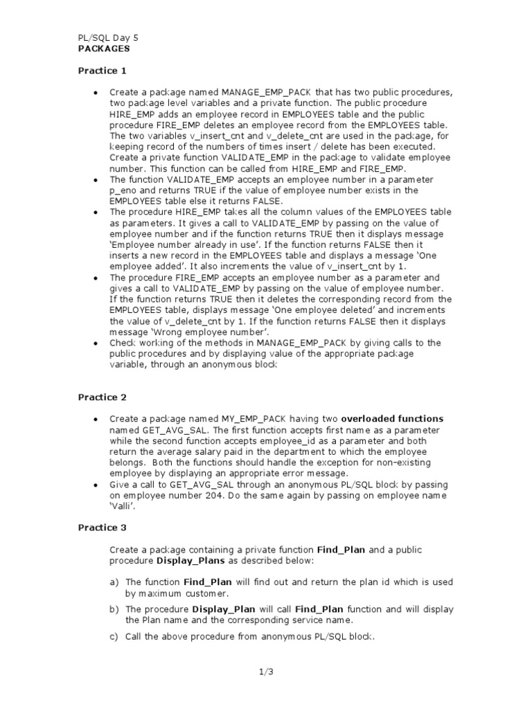 PLSQL Assignments Day5 Final | PDF | Subroutine | Parameter (Computer Programming)