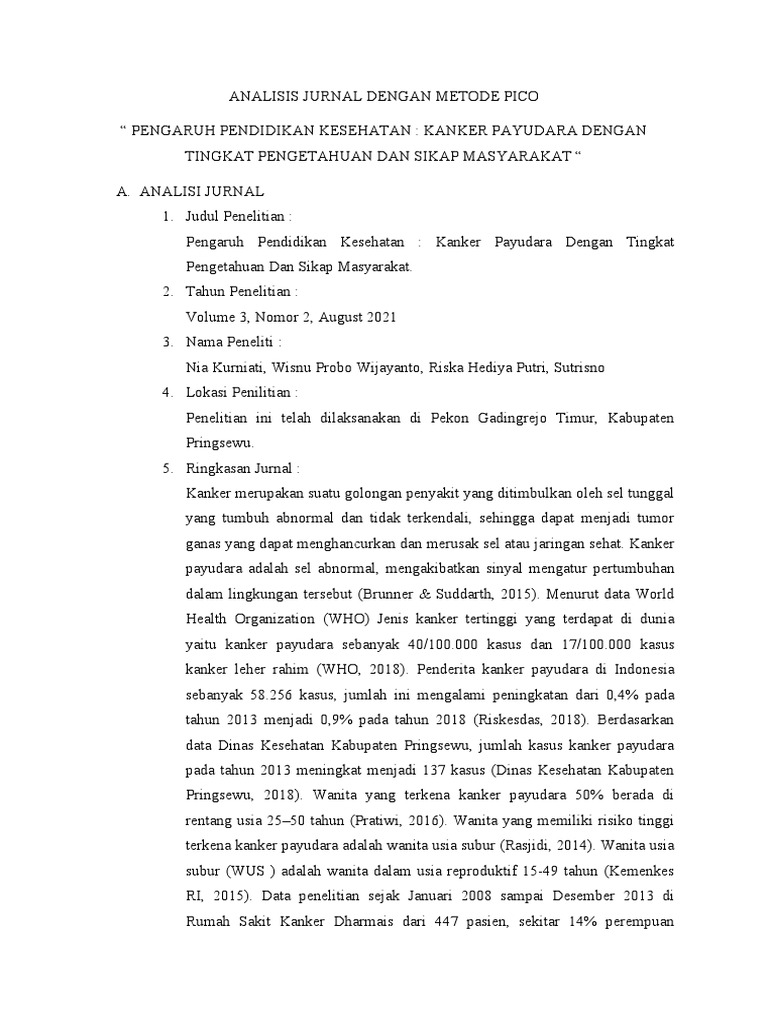 Analisis Jurnal Dengan Metode Pico | PDF