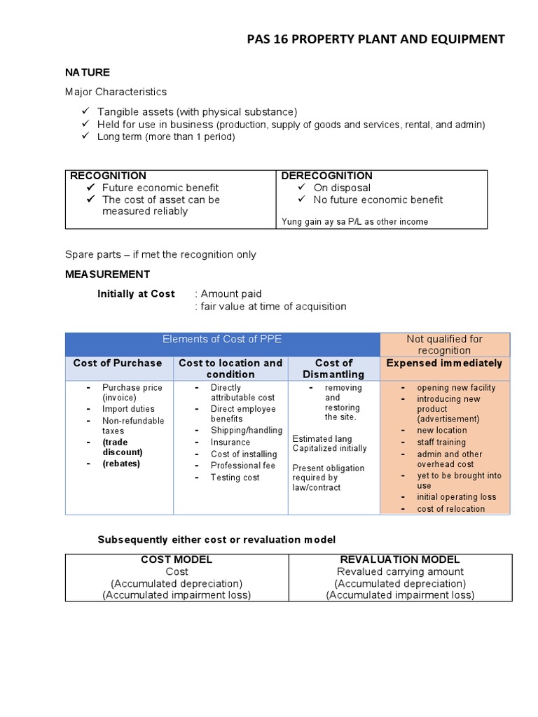 Pas 16 Property Plant and Equipment | PDF | Depreciation | Cost