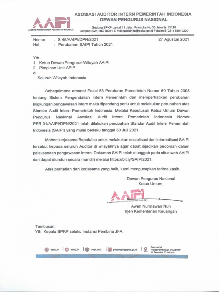 AAIPI - S-45 - Perubahan SAIPI 2021 | PDF