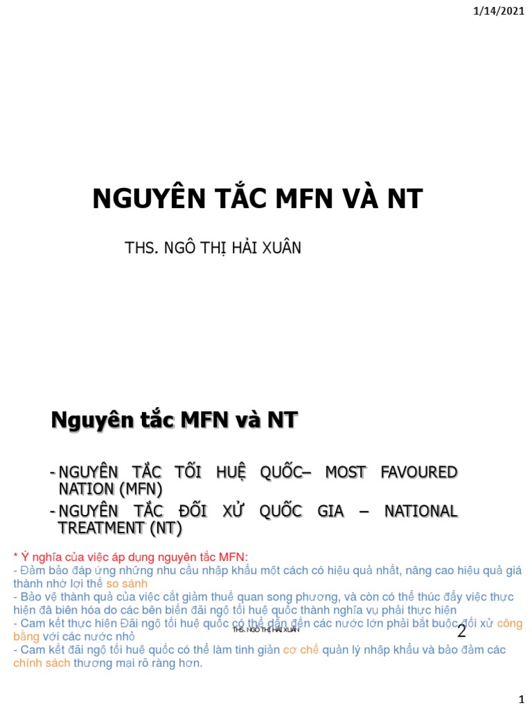 NGUYÊN TẮC MFN VÀ NT, GSP | PDF