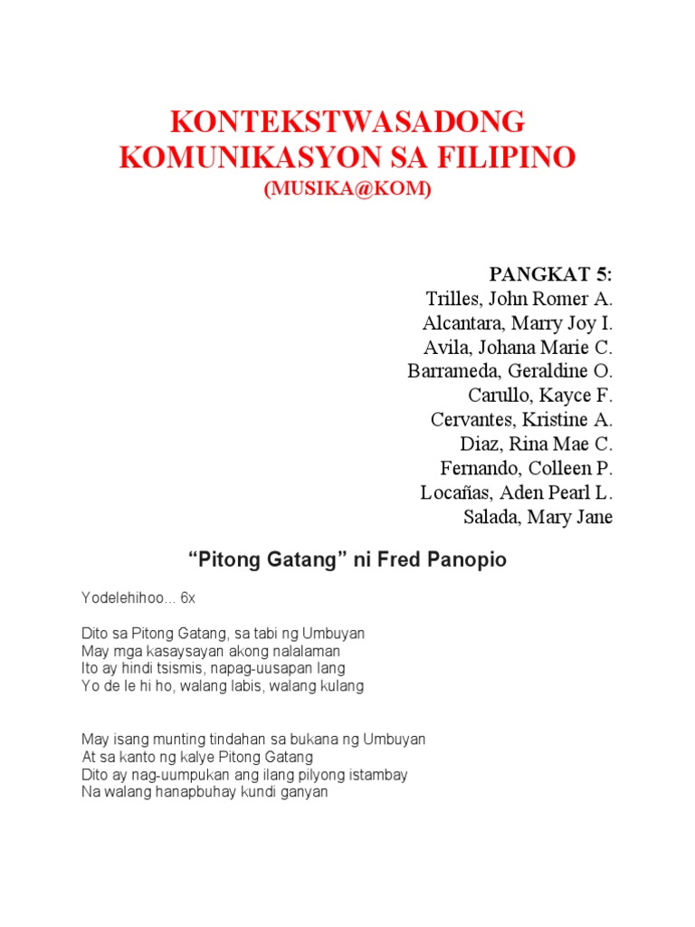 Pitong Gatang (Pangkat 5) | PDF