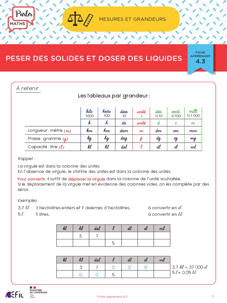 A Peser Des Solides Et Doser Des Liquides | PDF | Nourritures ...