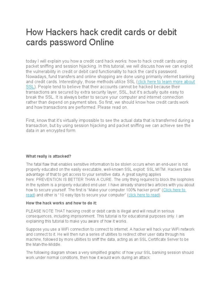 Understanding Credit Card Hacks | PDF | Transport Layer Security ...