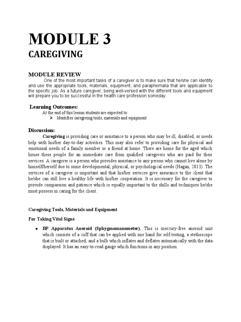 Caregiving: Module Review | PDF | Caregiver | Blender