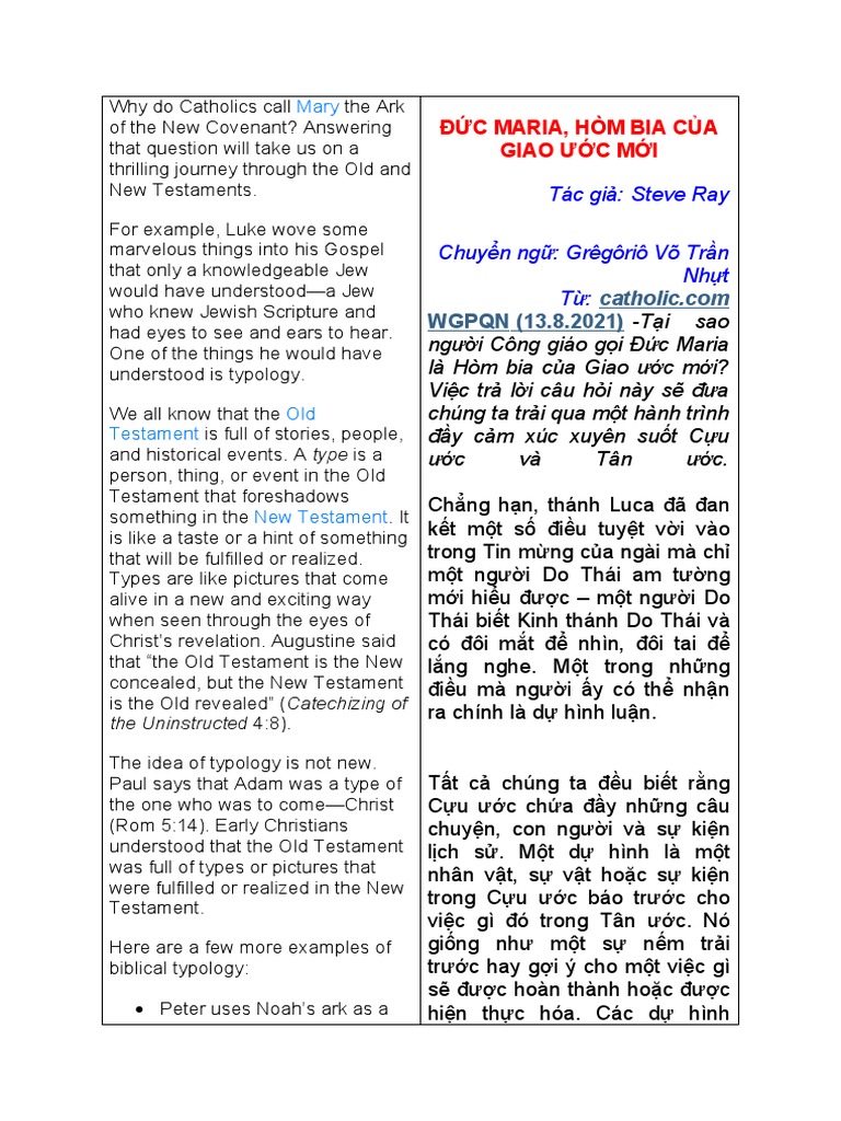 Đ C Maria, Hòm Bia C A Giao Ư C M I | PDF