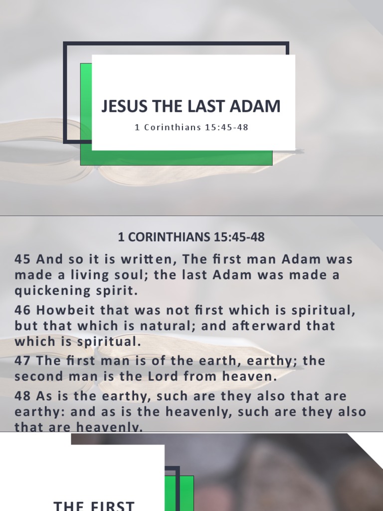 Jesus The Last Adam | PDF | Adam | Bible Content