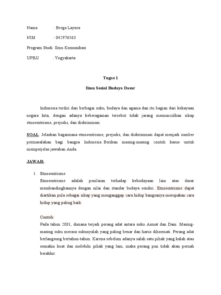 Tugas 1 Ilmu Sosial Budaya Dasar | PDF