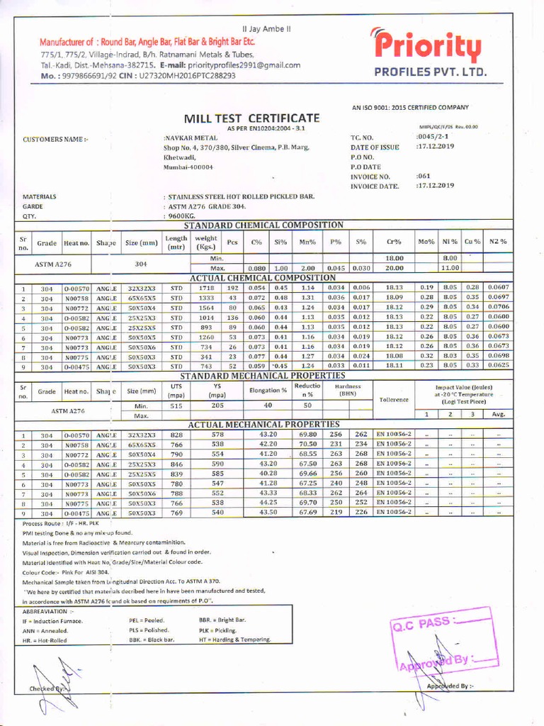 Angle 50 X 50 X 6 THK | PDF
