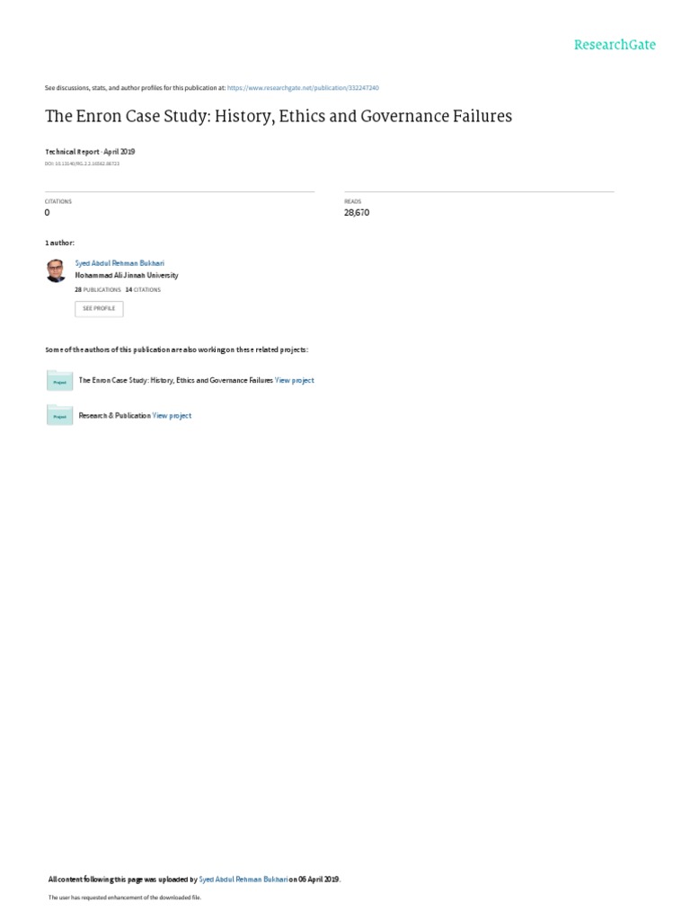 Enron Case Study | PDF | Enron | Corporate Governance