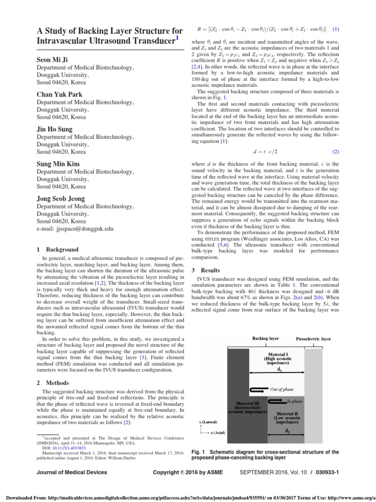A Study of Backing Layer Structure For | PDF | Medical Ultrasound ...