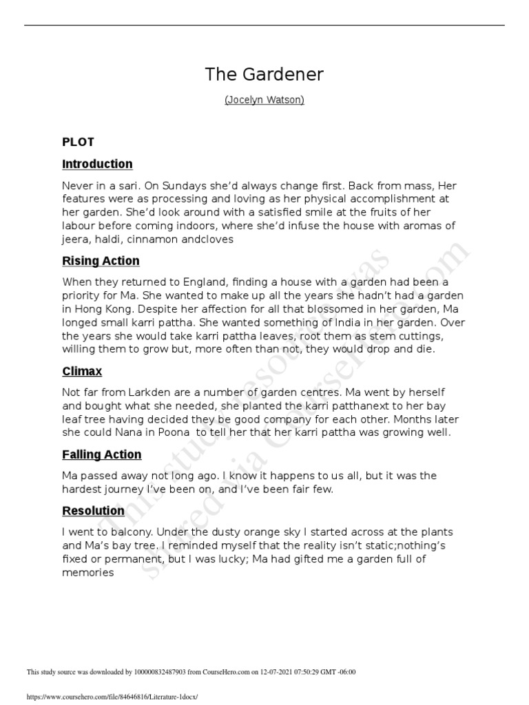 This Study Resource Was: The Gardener | PDF