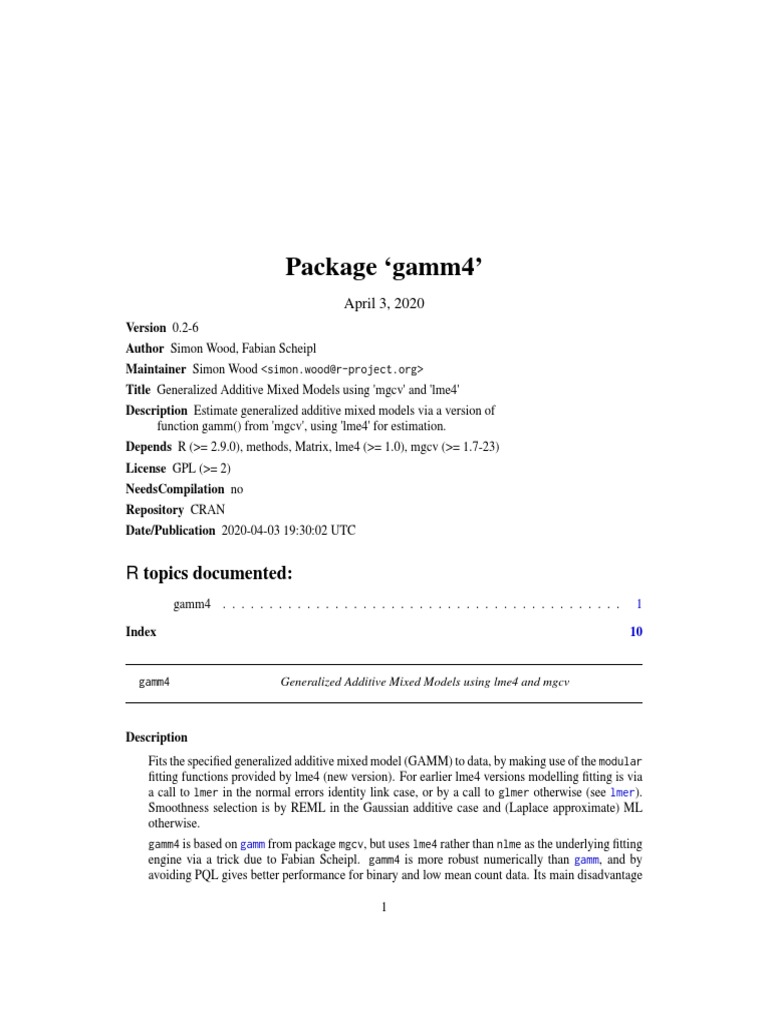 Generalized Additive Mixed Models Using Lme4 and MGCV | PDF | Regression Analysis | Mathematics