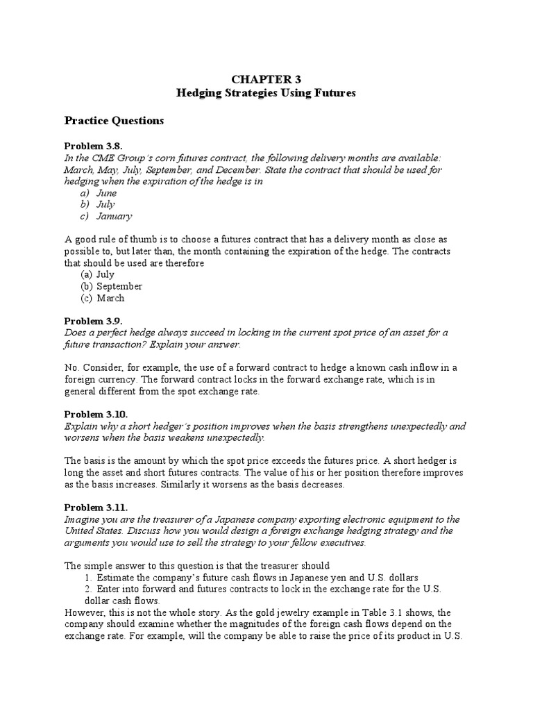 Hedging Strategies Using Futures Practice Questions: Problem 3.8 | PDF ...