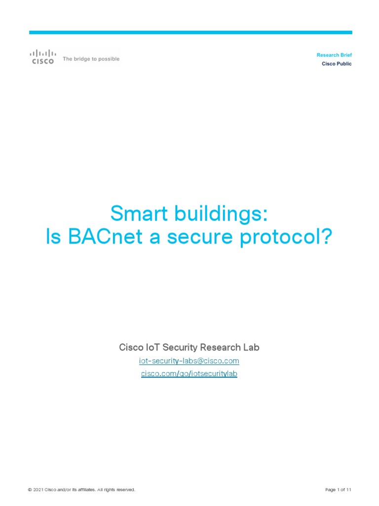 Smart Buildings: Is Bacnet A Secure Protocol?: Cisco Iot Security ...