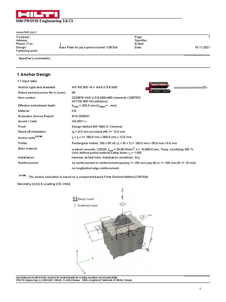 Drafts - Base Plate For Pip Suport in Tunnel - CBFEM | PDF | Strength ...