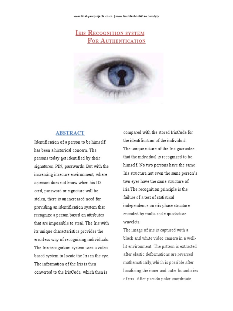 Iris Recognition for Secure Authentication | PDF | Biometrics | Optics