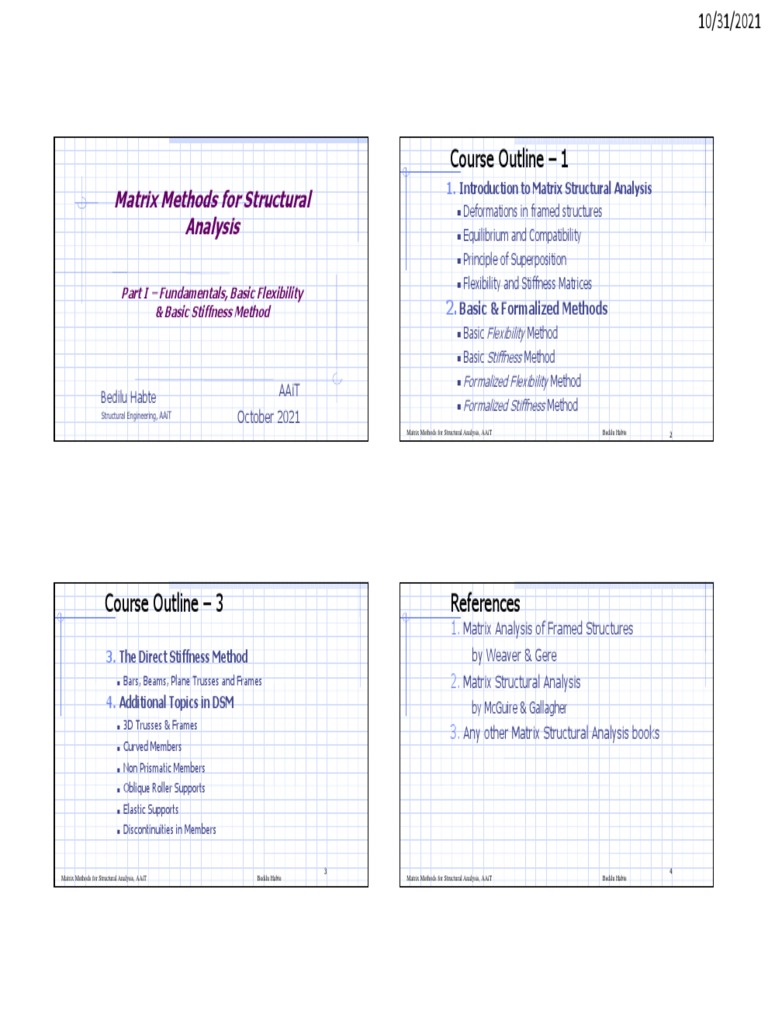 Course Outline - 1: Matrix Methods For Structural Analysis | PDF ...