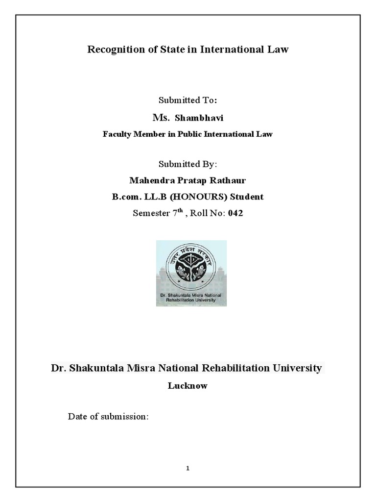 State Recognition in International Law | PDF | Sovereign State | Insurgency