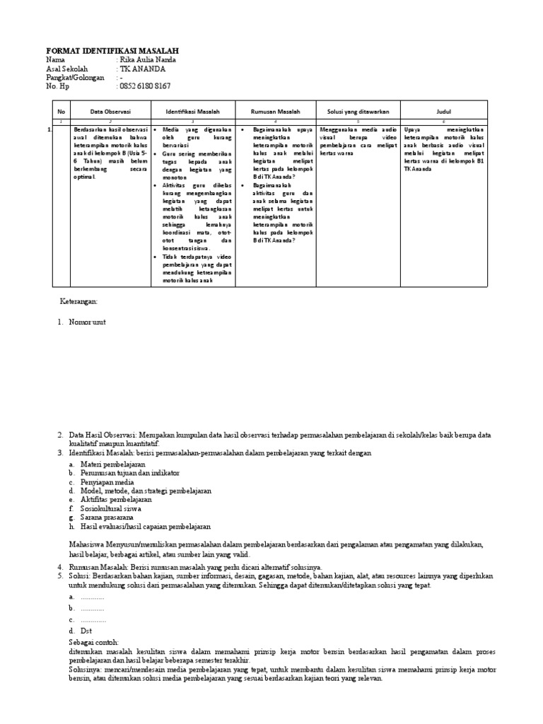 Format Identifikasi Masalah | PDF