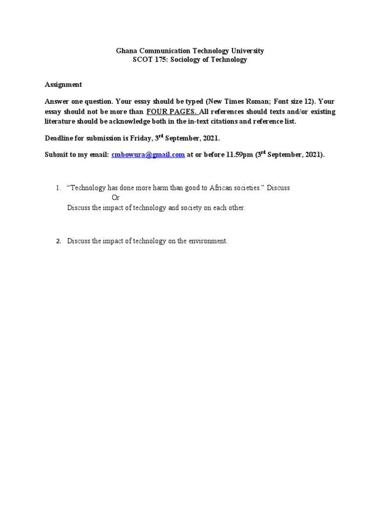 Sociology of Tech (Assignment) | PDF | Computers