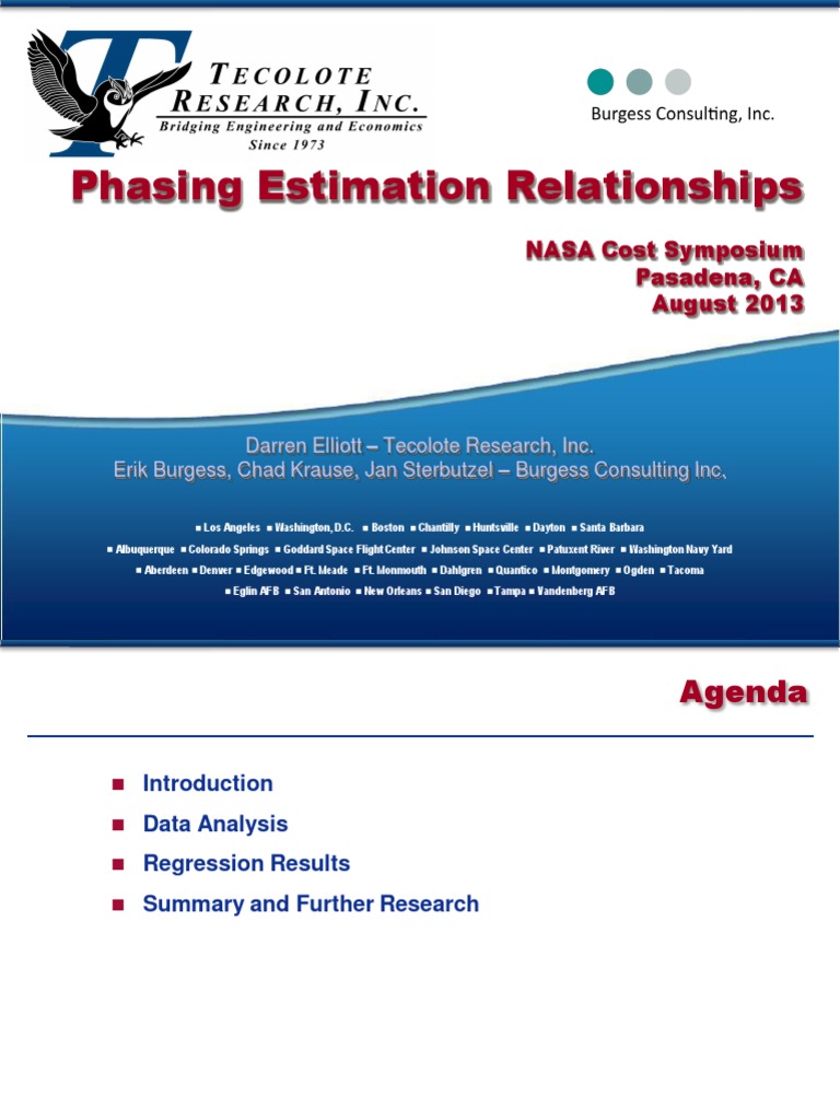 Phasing Estimation Relationships: NASA Cost Symposium Pasadena, CA August 2013 | PDF ...