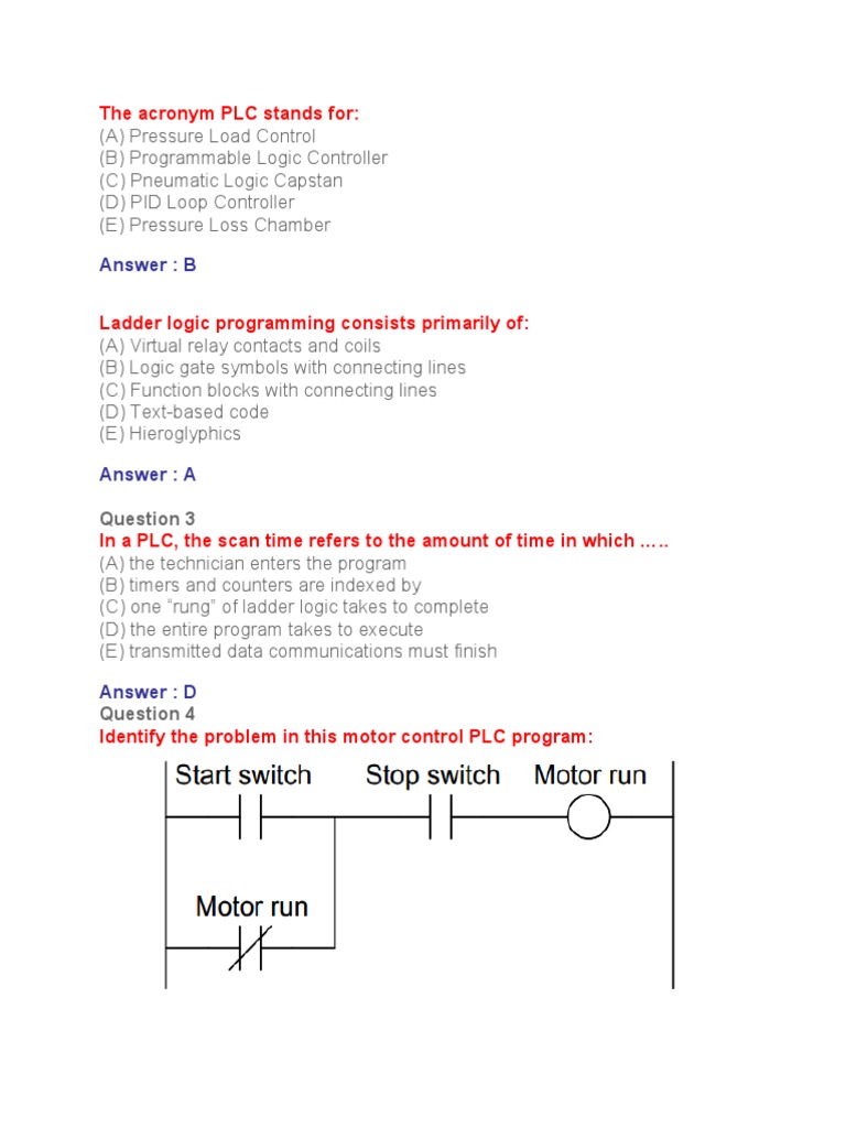 The Acronym PLC Stands For:: Answer: B | PDF