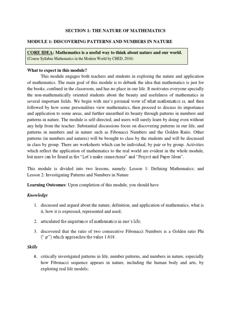 Course Syllabus Mathematics in The Modern World by CHED, 2016) | PDF ...