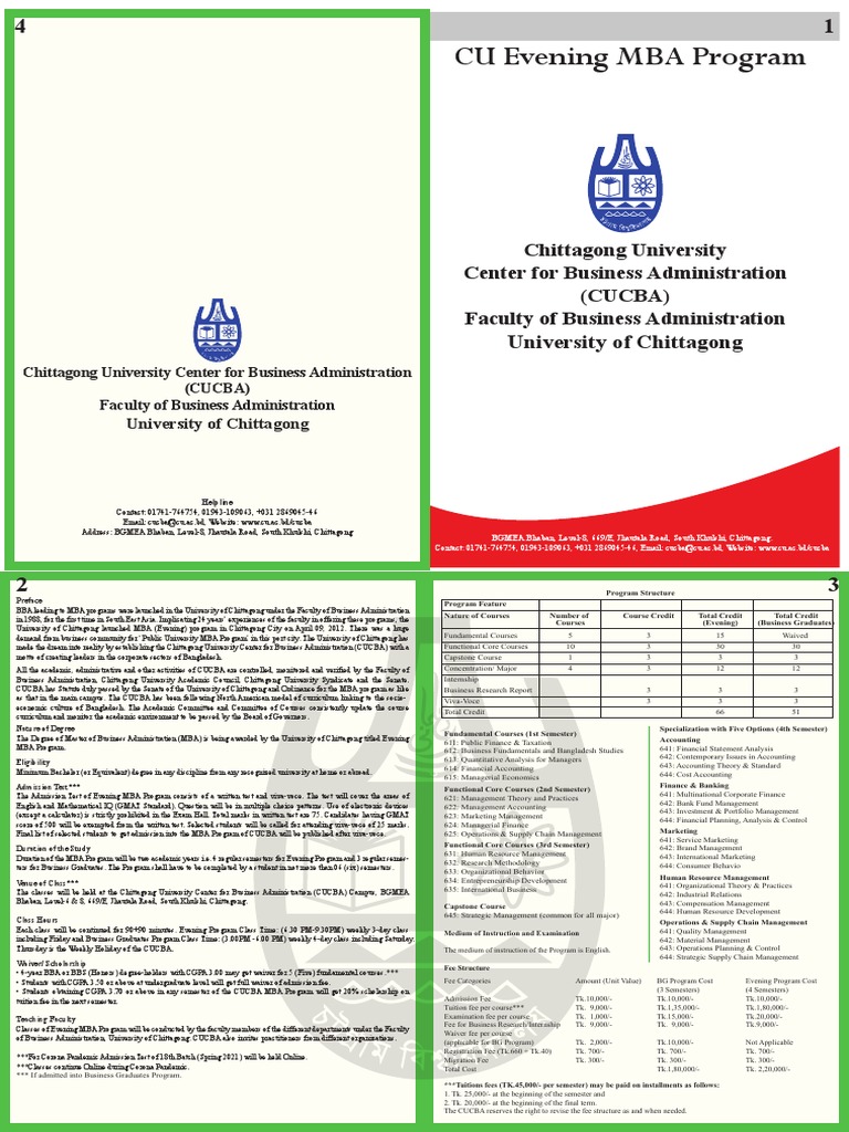 699 - M11NYBO894 - Brochure of CUCBA | PDF | Master Of Business ...