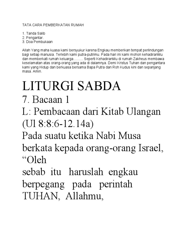 Tata Cara Pemberkatan Rumah | PDF