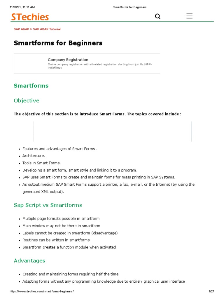 Smartforms For Beginners | PDF | Page Layout | Information Technology Management