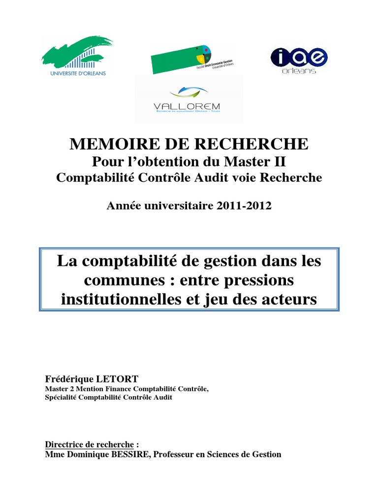 Memoire de Recherche Pour Lobtention Du | PDF | Communes de France | Bureaucratie