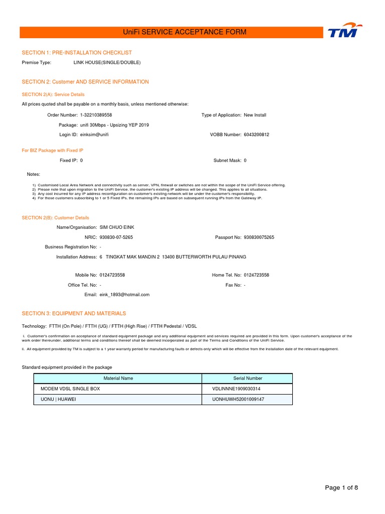 UniFi SERVICE ACCEPTANCE FORM: A Comprehensive Review of Network ...