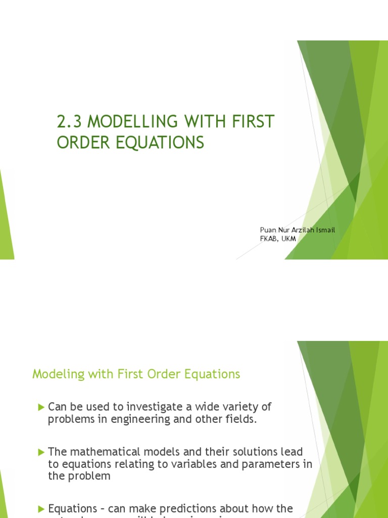 2 3 Modeling With First Order Equations Pdf Mathematical Model