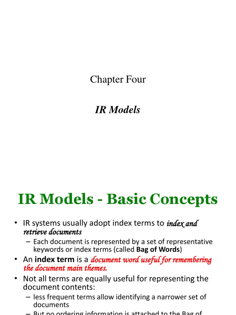 Chapter 4 IR Models | PDF | Information Retrieval | Search Engine Indexing