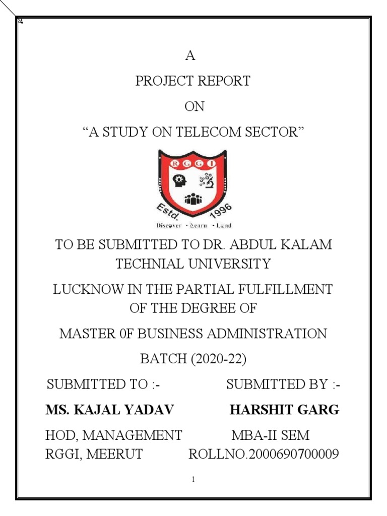 Project On Telecom Sector HARSHIT GARG | PDF | Marketing | Strategic Management