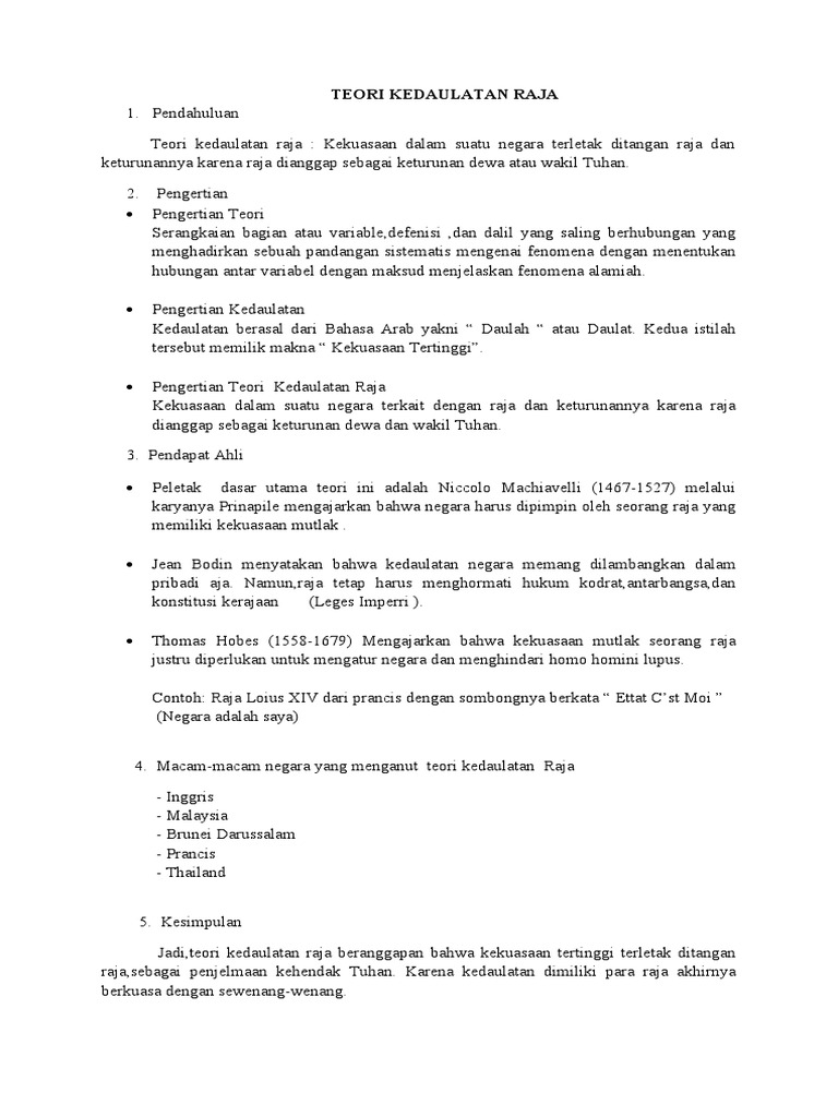 Teori Kedaulatan Raja | PDF
