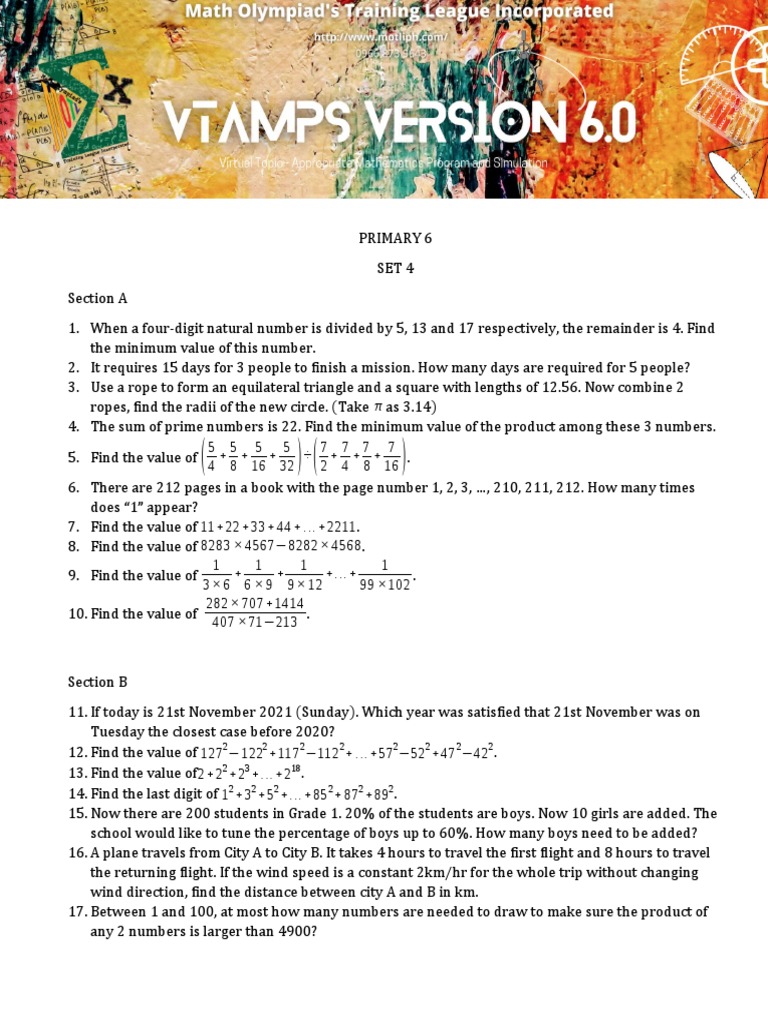 Vtamps v6 Primary 6 Set 4 | PDF | Speed | Area
