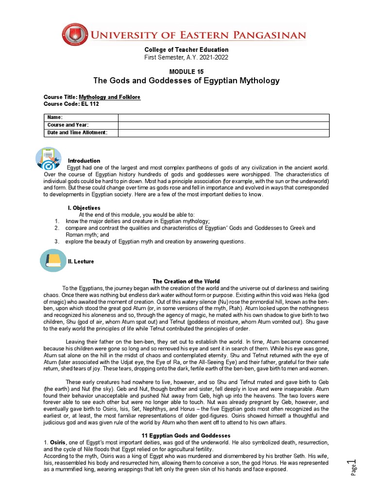 Egyptian Gods and Goddesses Overview | PDF | Isis | Horus