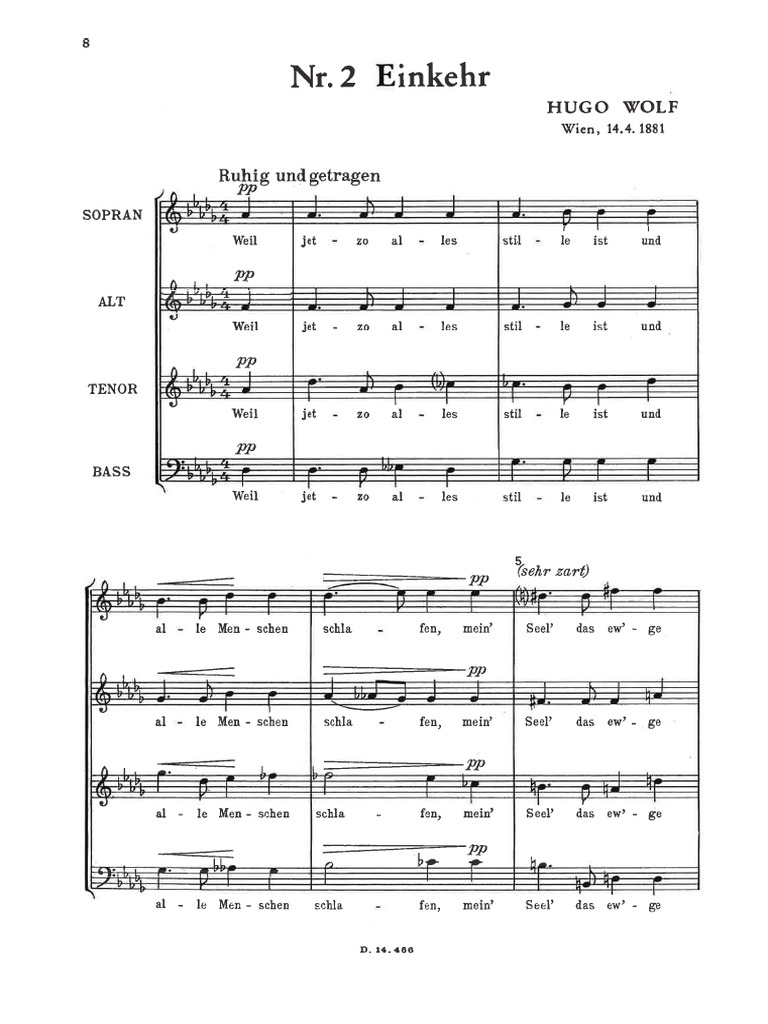 Hugo Wolf - Sechs Geistliche Lieder - Nr2 Einkehr | PDF
