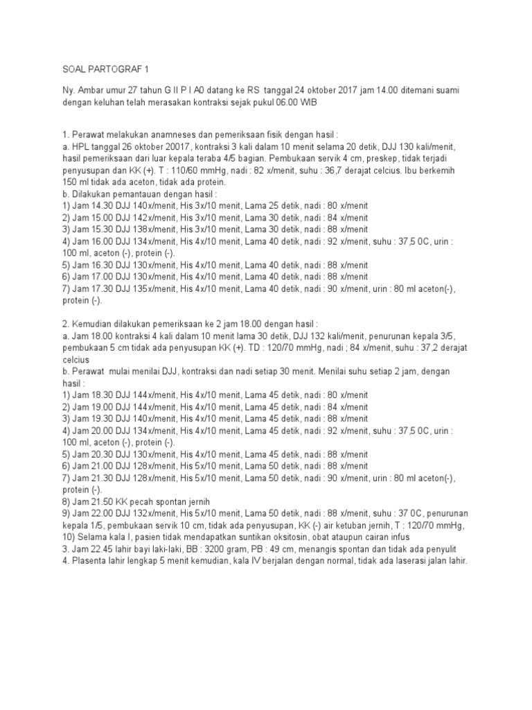 Soal Partograf 1 | PDF