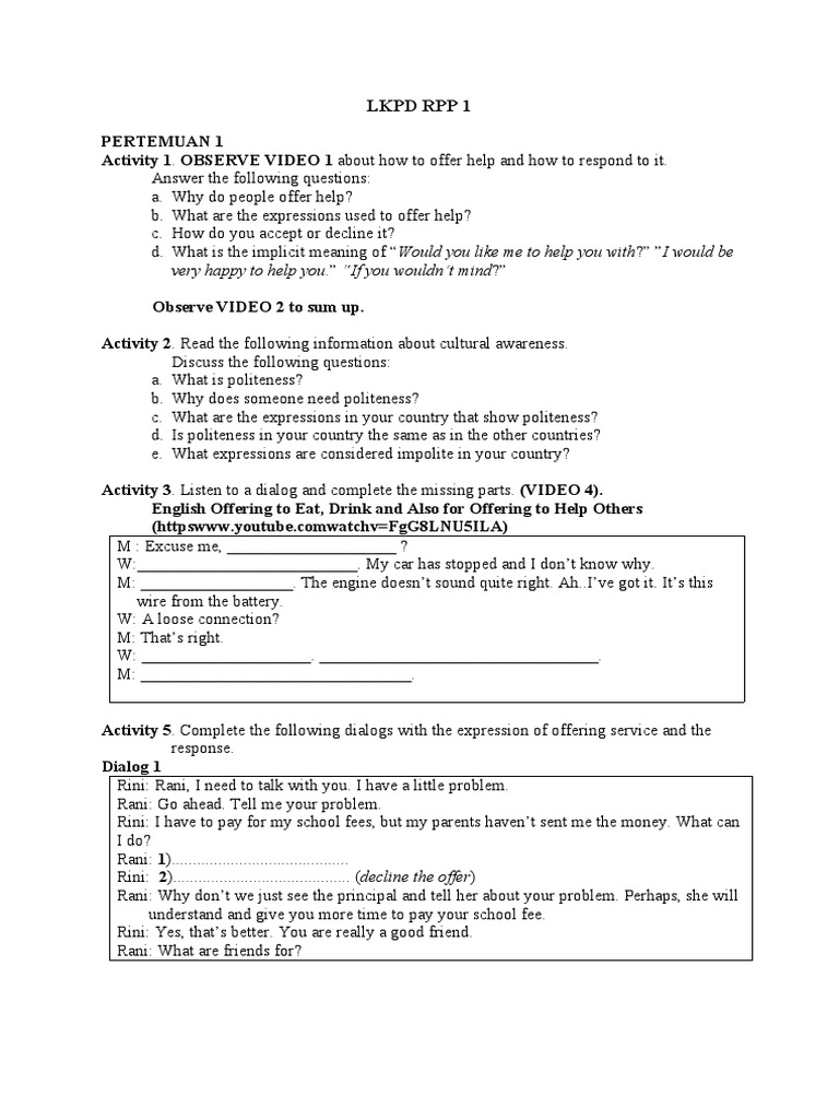 LKPD 1 (Offering Help) | PDF