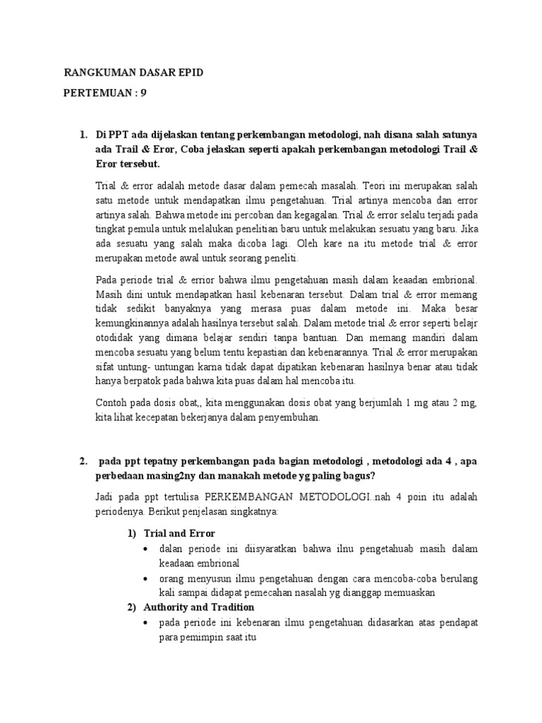 Rangkuman Dasar Epid 1 | PDF