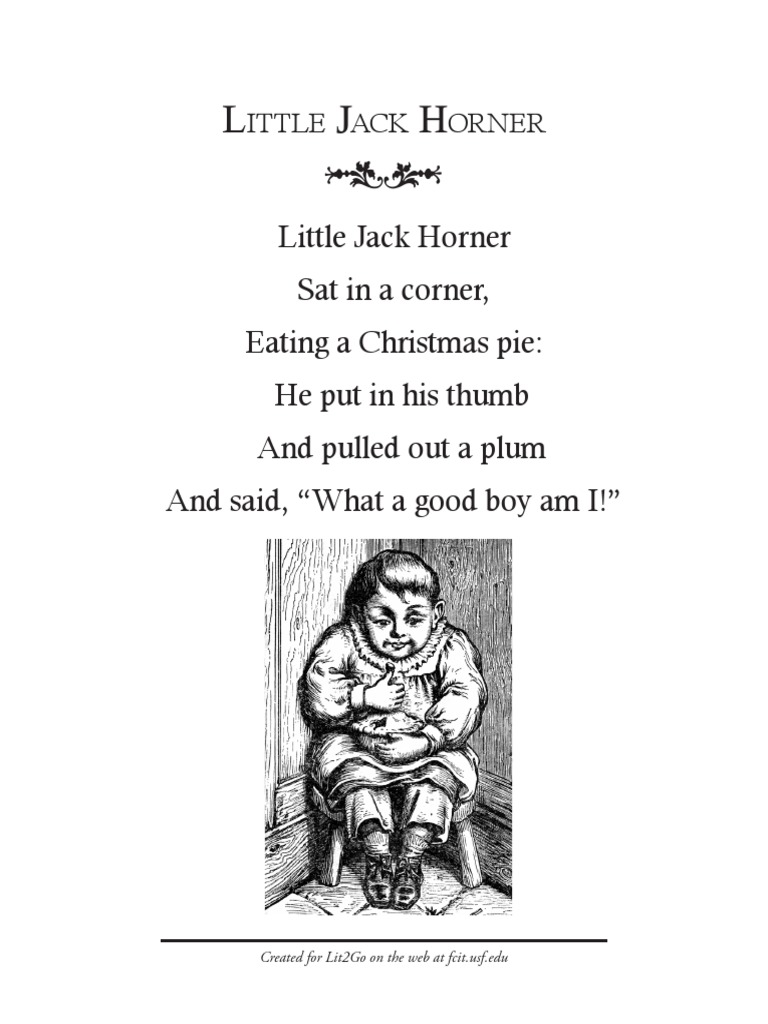 Nursery Rhymes and Traditional Poems 042 Little Jack Horner | PDF