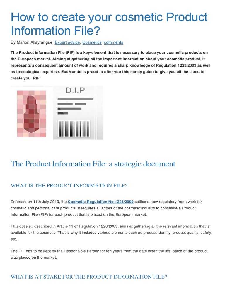 How To Create Your Cosmetic Product Information File | PDF | Cosmetics ...